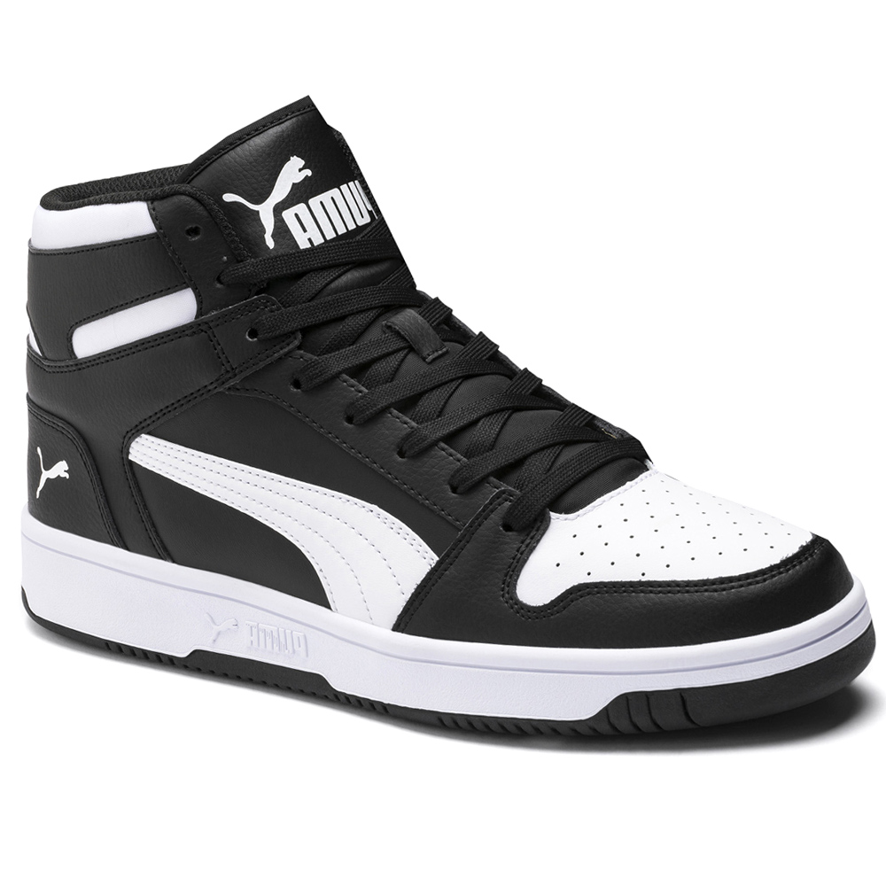 Puma Rebound Layup High Top Mens Black, White Sneakers Casual Shoes ...