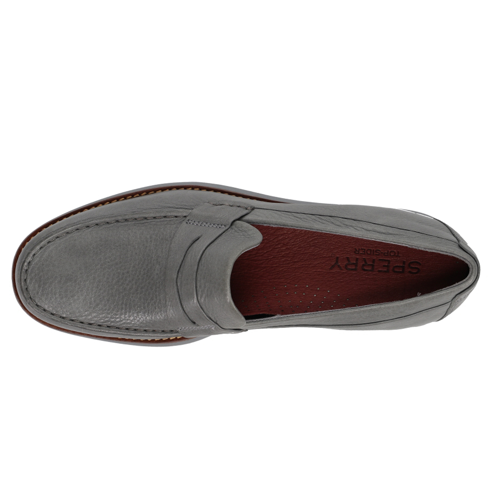 Sperry Men's Kennedy Penny Leather Loafers LV5 Grey Tumbled STS21302 ...